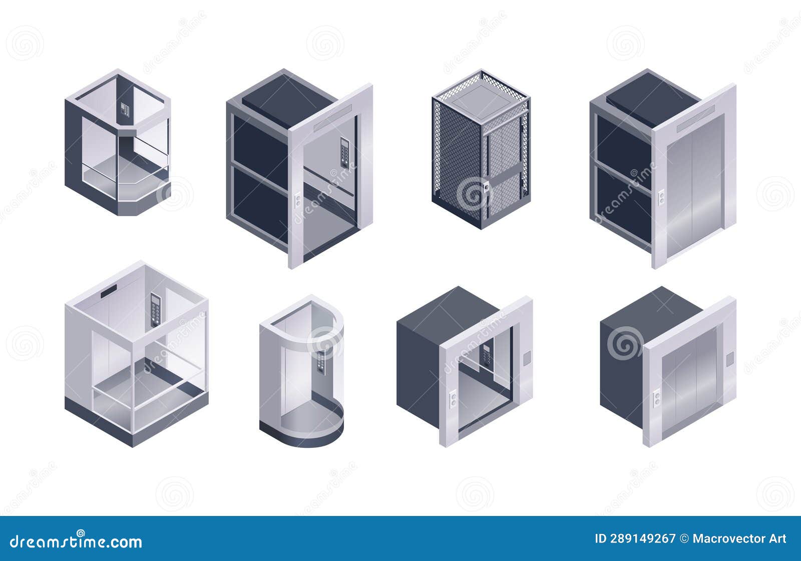 Passenger Elevator Isometric Set Stock Vector - Illustration of level ...