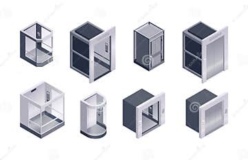 Passenger Elevator Isometric Set Stock Vector - Illustration of level ...