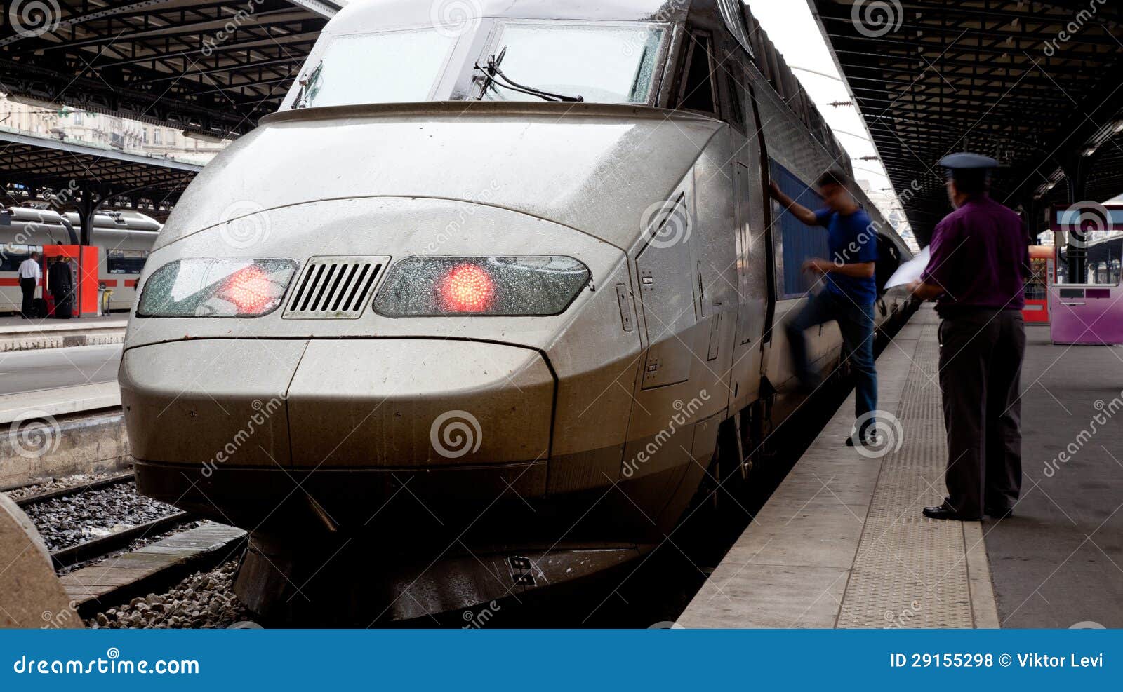 Passenger Entering Modern Train Stock Photo - Image of express, stop ...