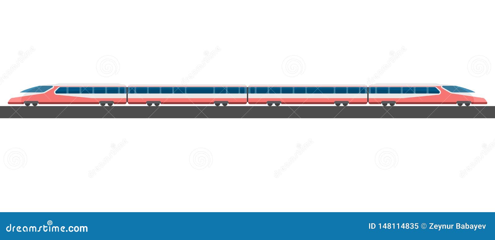 Passenger Express Train with Side View. Vector Illustration. Stock ...