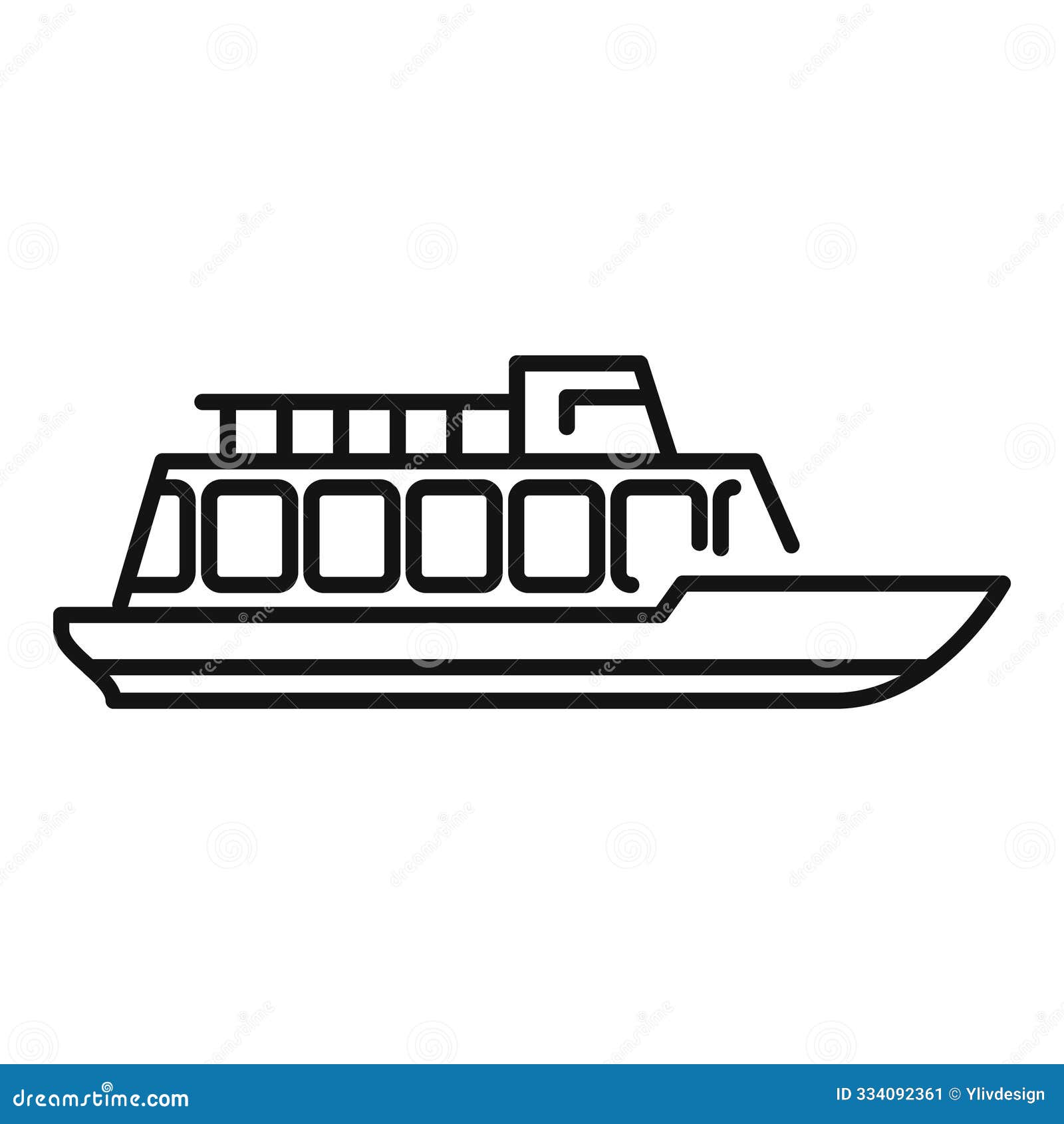 Passenger Ferry Boat Sailing on the River Stock Vector - Illustration ...
