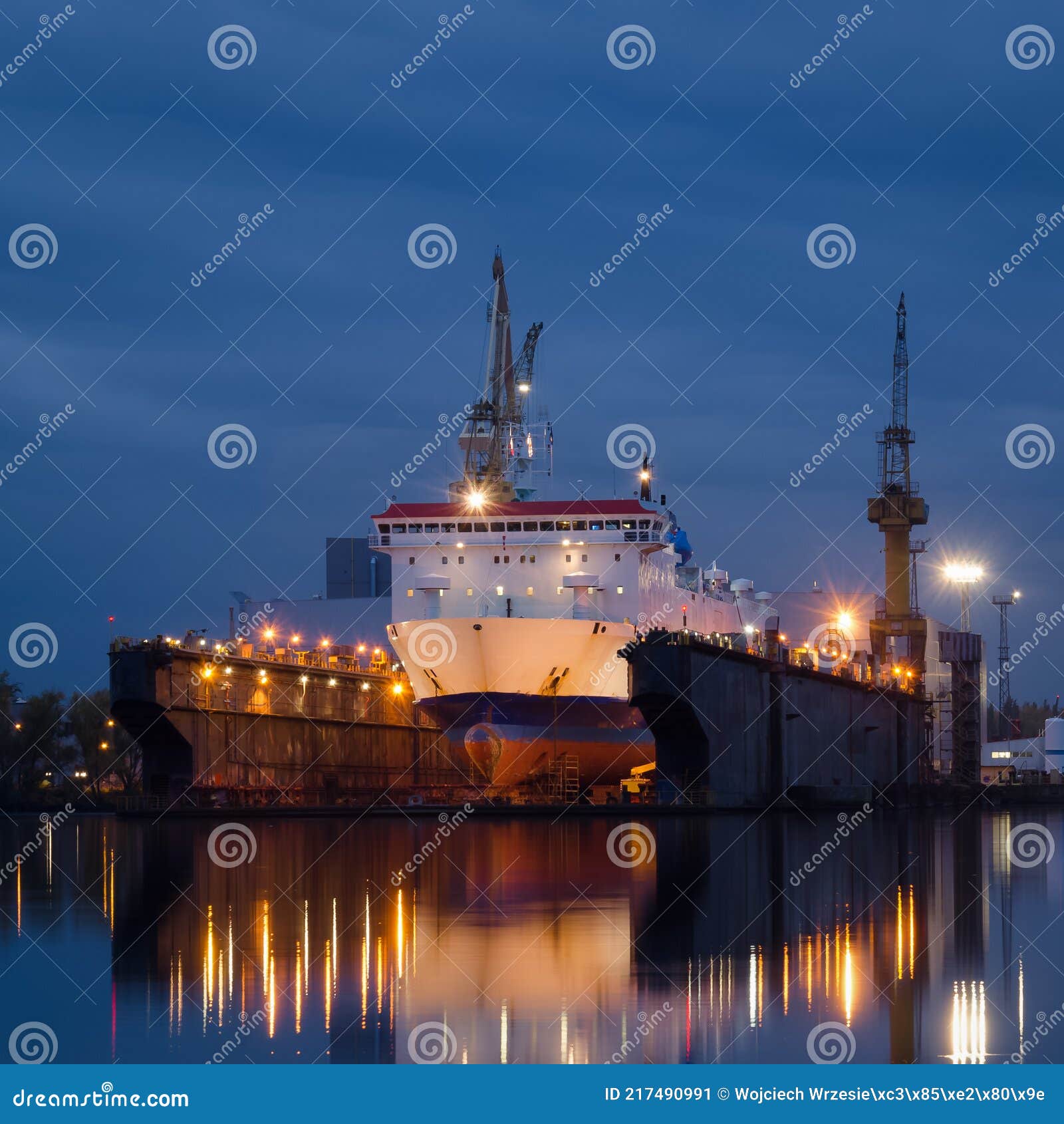 SHIPYARD at NIGHT stock image. Image of maritime, infrastructure ...
