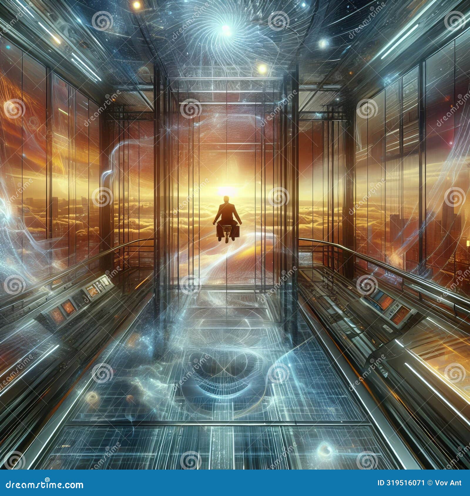 56 23. Passenger in a Glass Elevator through a Time Wa Stock ...