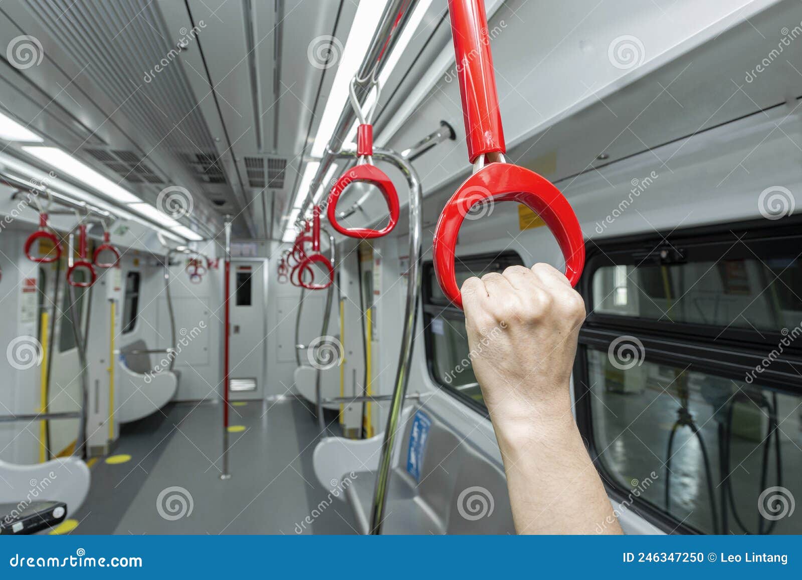 Passenger Hand Holding Handle on the Train Stock Photo - Image of grip ...