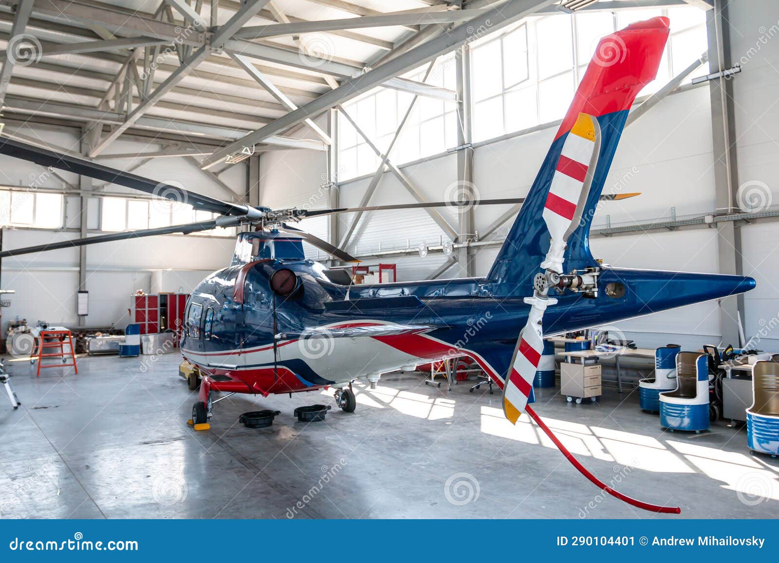 The Passenger Helicopter in the Aviation Hangar Stock Image - Image of ...