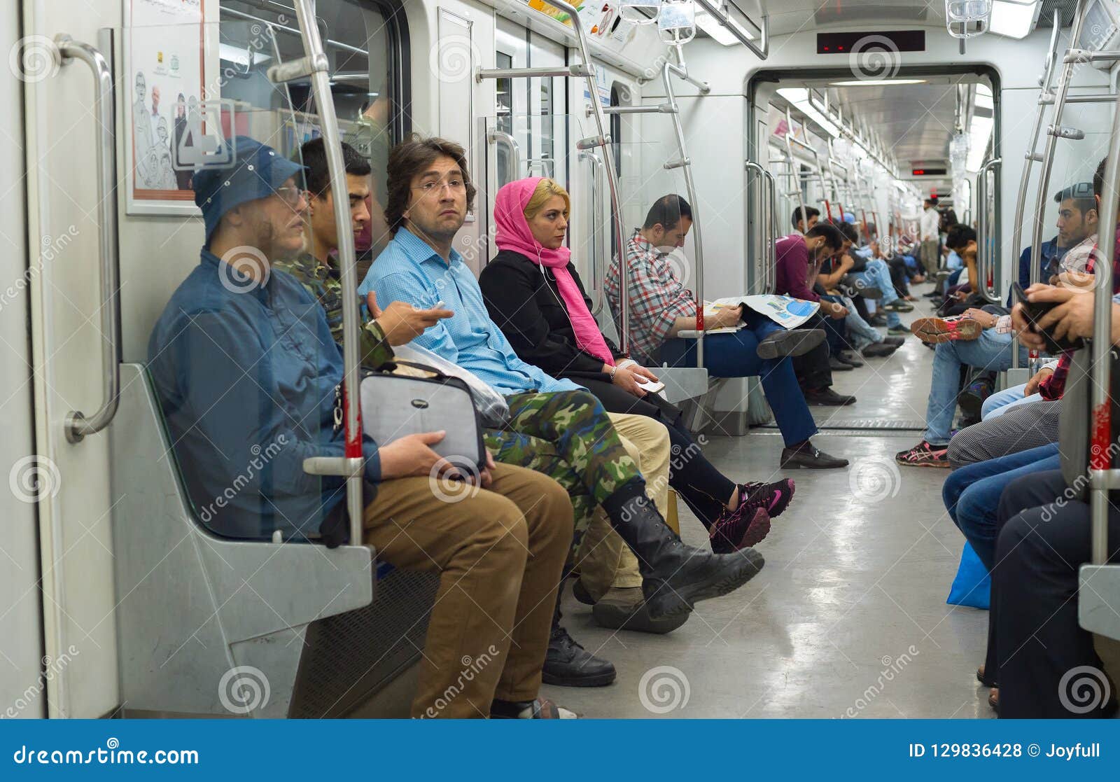 Passenger Inside Metro Train. Tehran Editorial Stock Photo - Image of ...