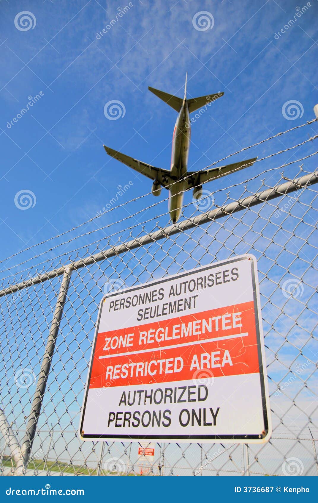 Passenger Jet and Airport Perimeter Fence Stock Image - Image of danger ...