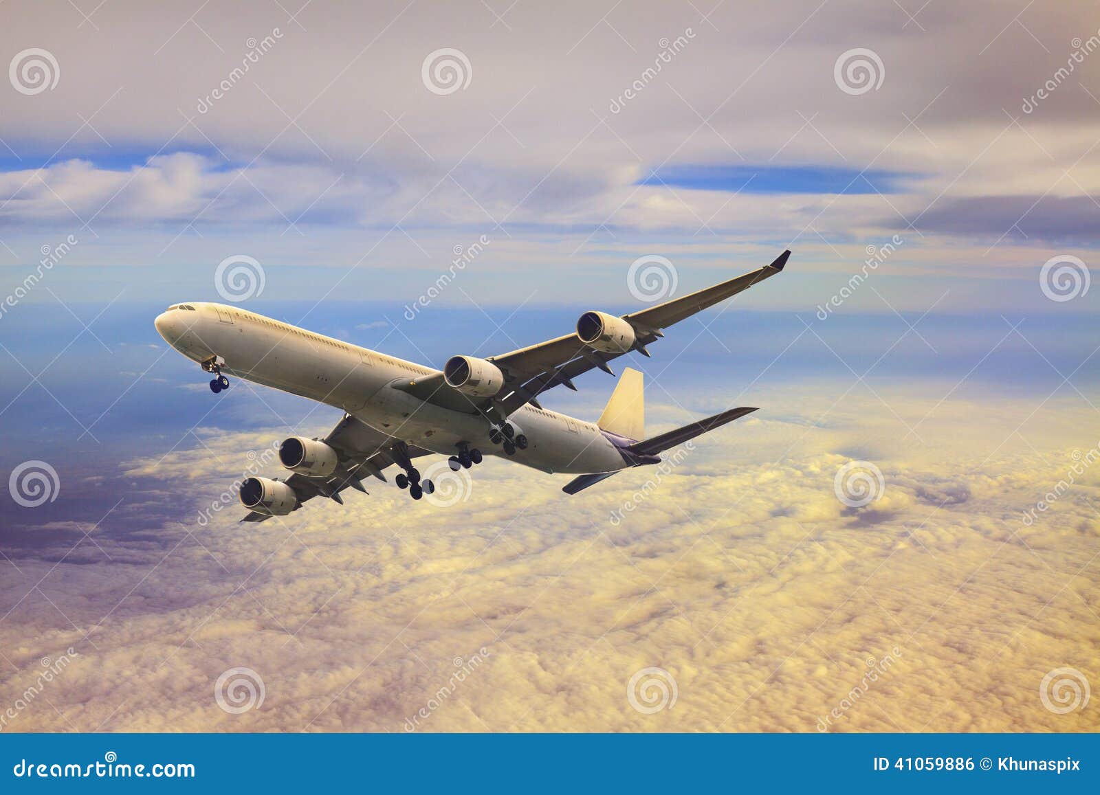 Passenger Jet Plane Flying Over Cloud Stock Photo - Image of file ...