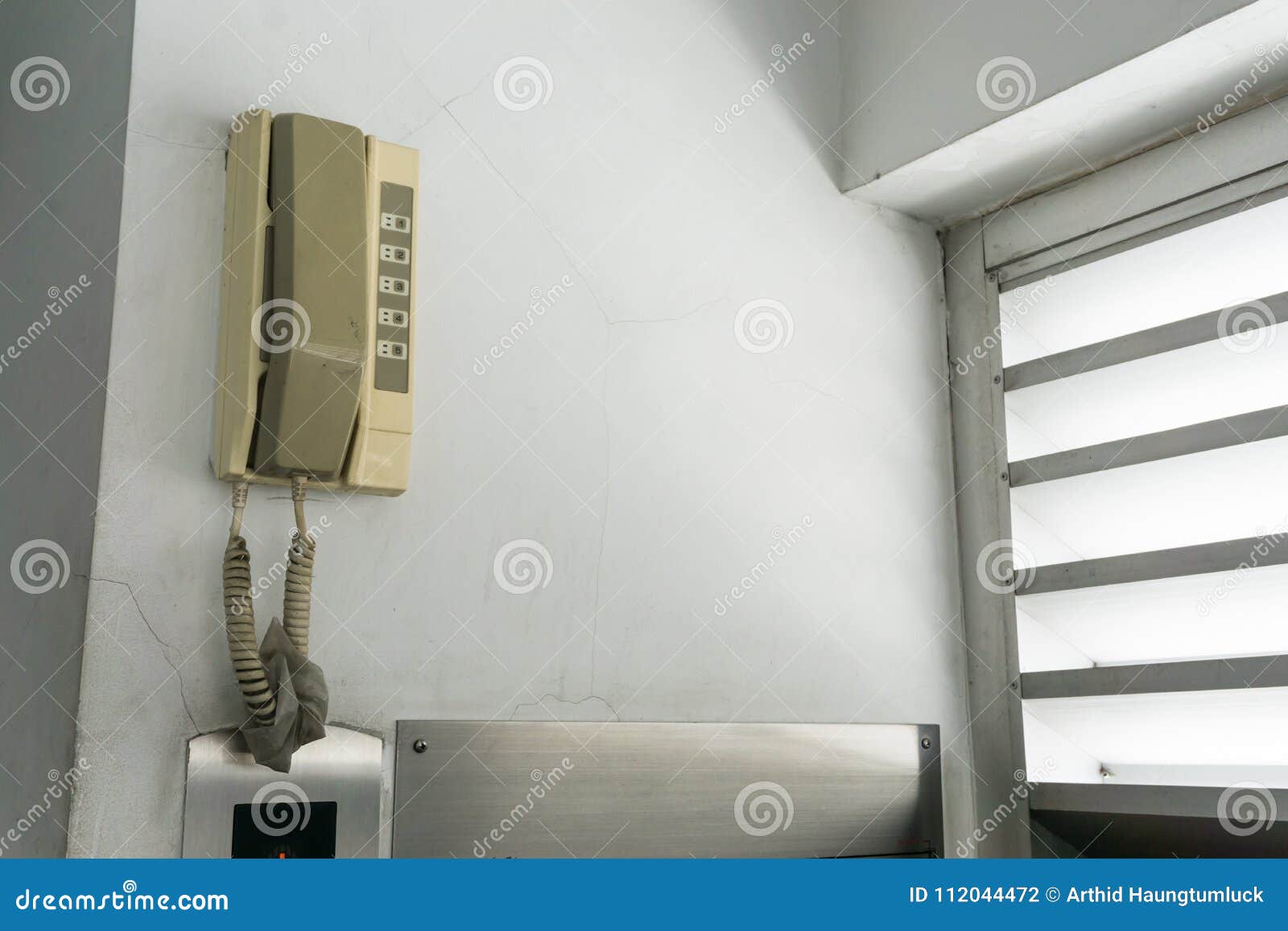 Passenger Lift with Phone for Security Stock Photo - Image of living ...