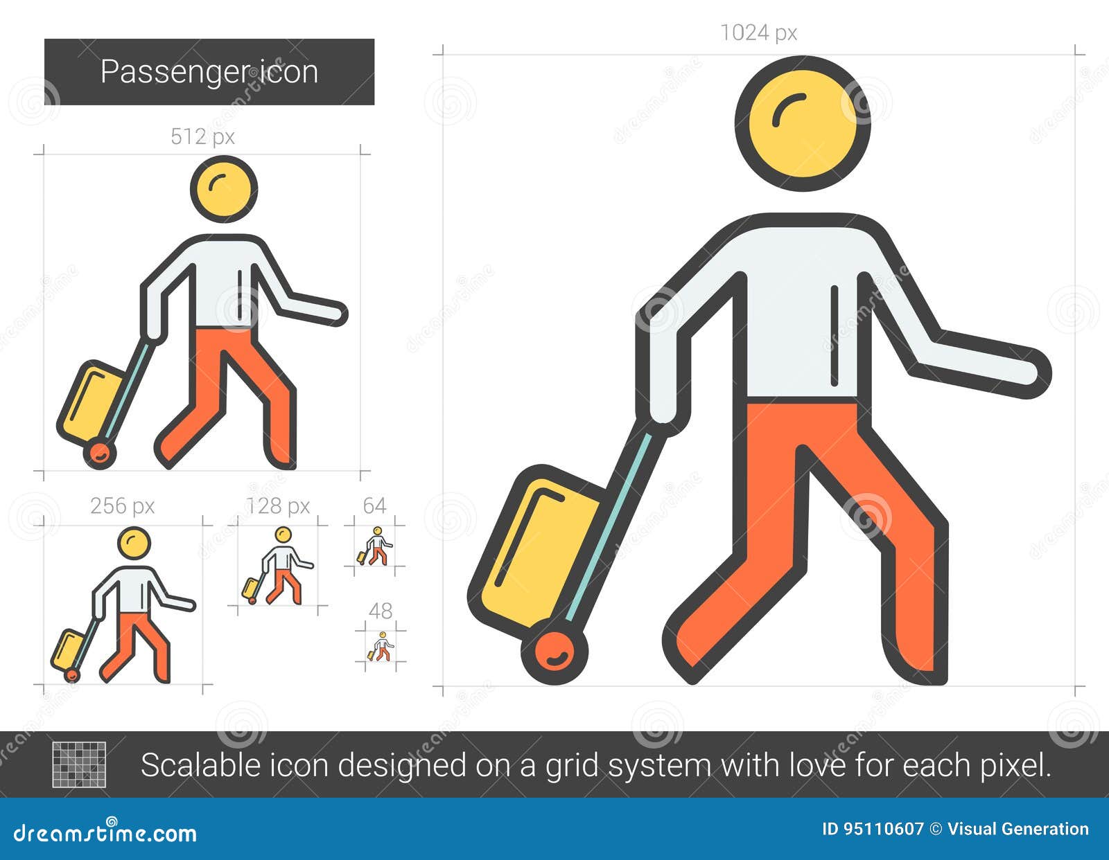 Passenger line icon. stock vector. Illustration of male - 95110607