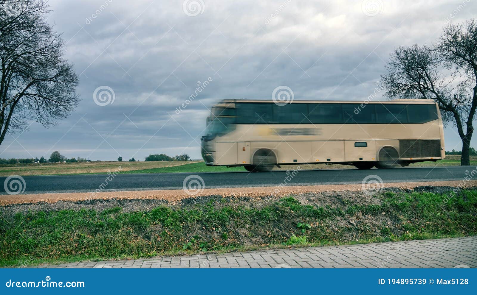 Passenger Long-distance Bus on the Highway Stock Image - Image of auto ...