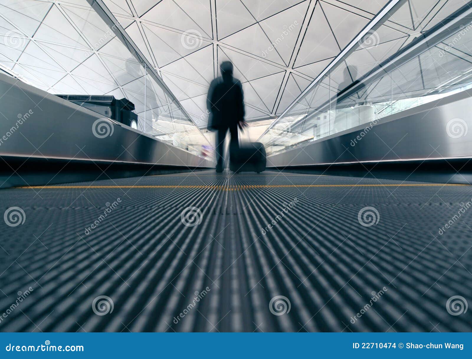 Passenger (Man) Rushing through an Escalator Stock Photo - Image of ...