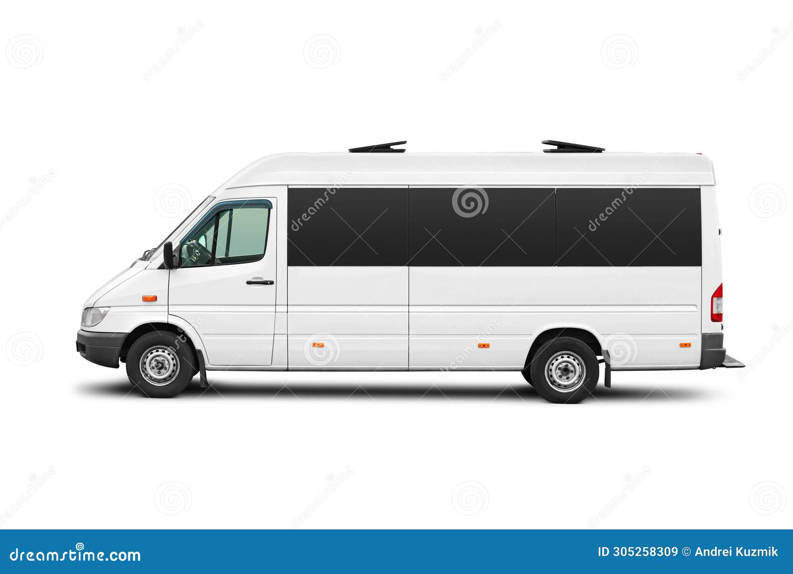 Passenger Mini Bus or Van Side View Isolated. Side View of a Modern ...