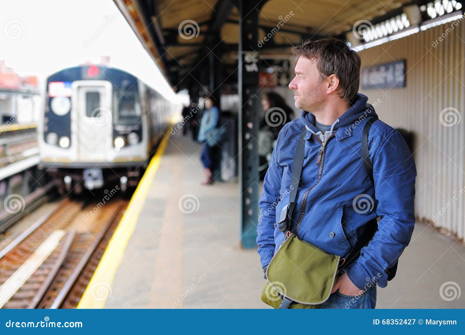Passenger in NYC subway stock image. Image of portrait - 68352427