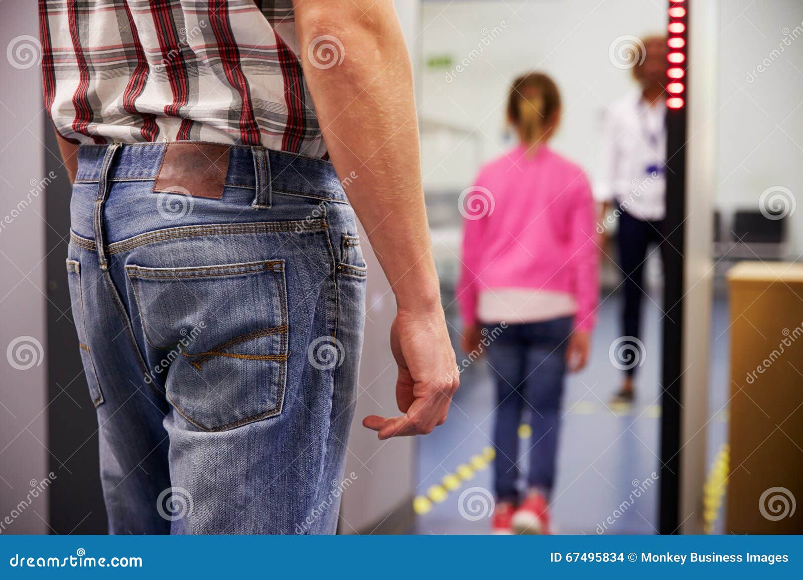 Passenger Passing through Security Check at Airport Stock Photo - Image ...