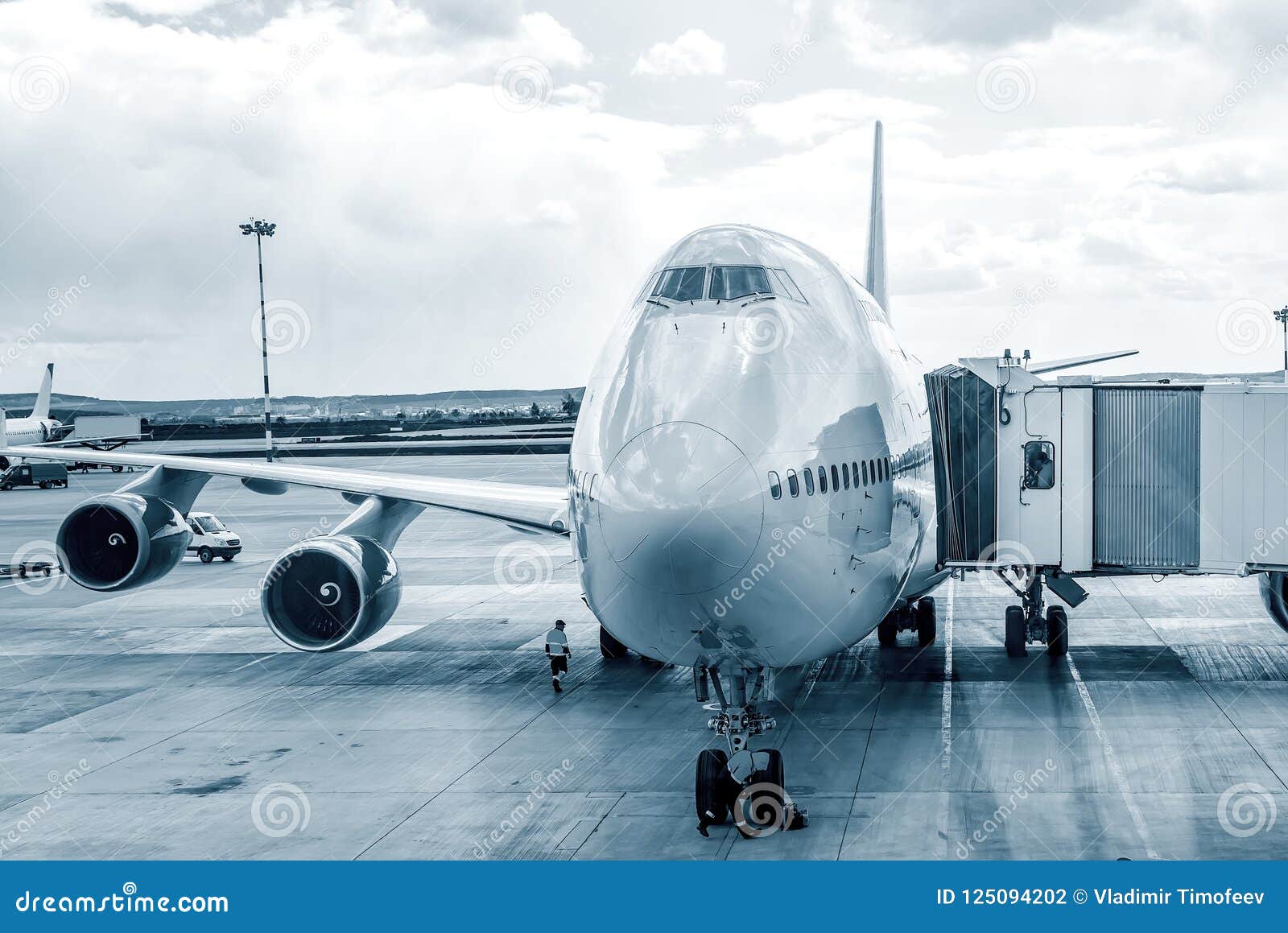 Passenger Plane in Airport . Aircraft Maintenance. Stock Photo - Image ...