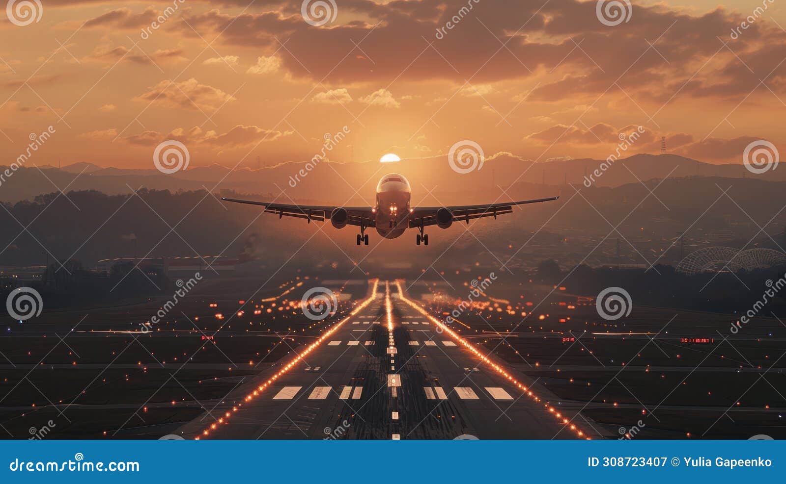 A Passenger Plane Ascending Above the Take-off Runway, Representing the ...