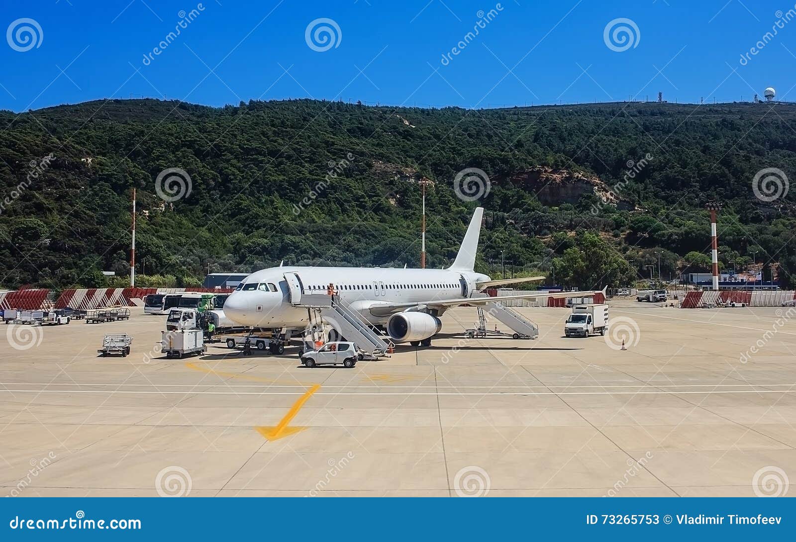 Passenger Plane Being Serviced Ground Services before Next Takeoff ...