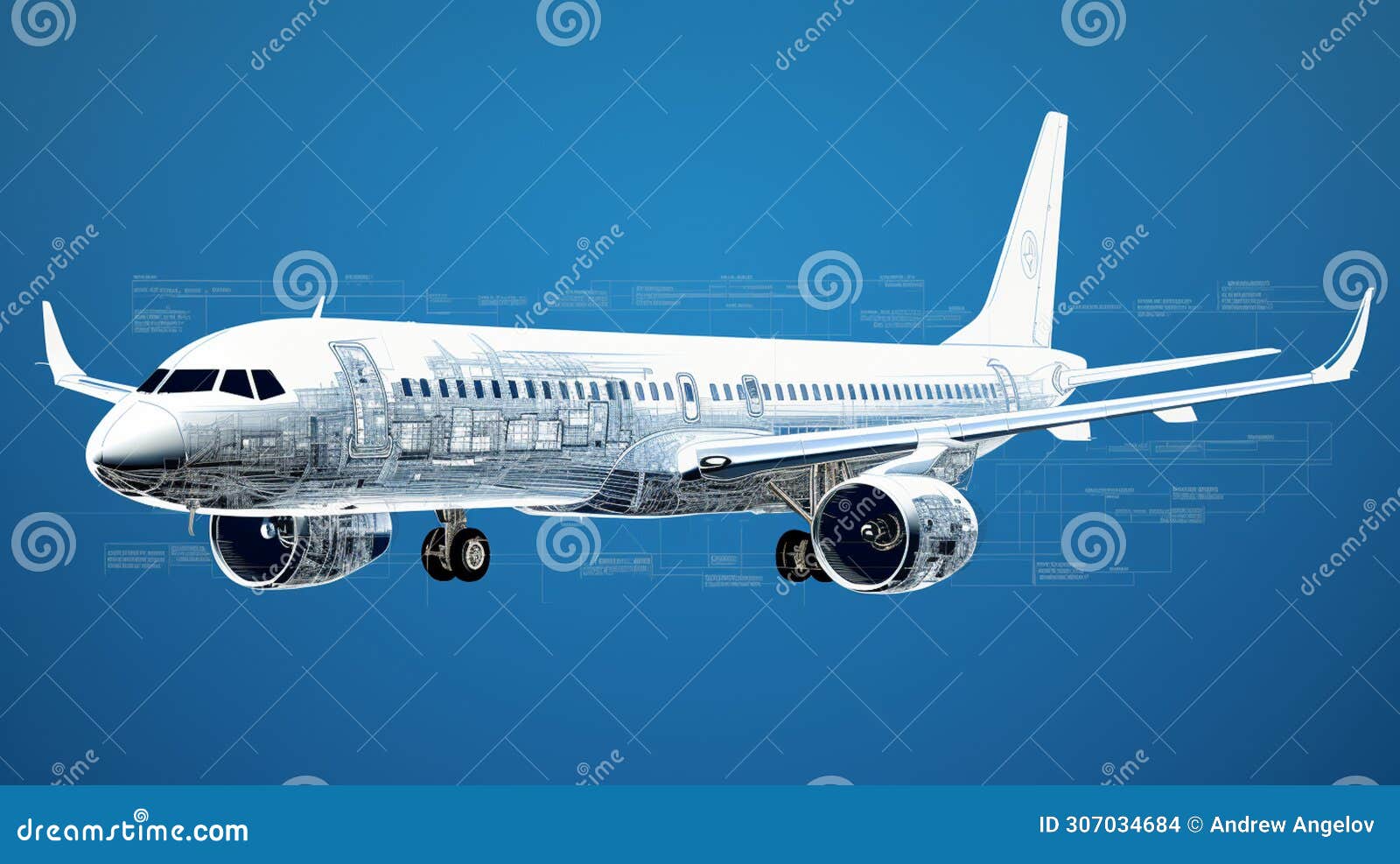 Passenger Plane with Blue Elements. Isolated on a Transparent ...