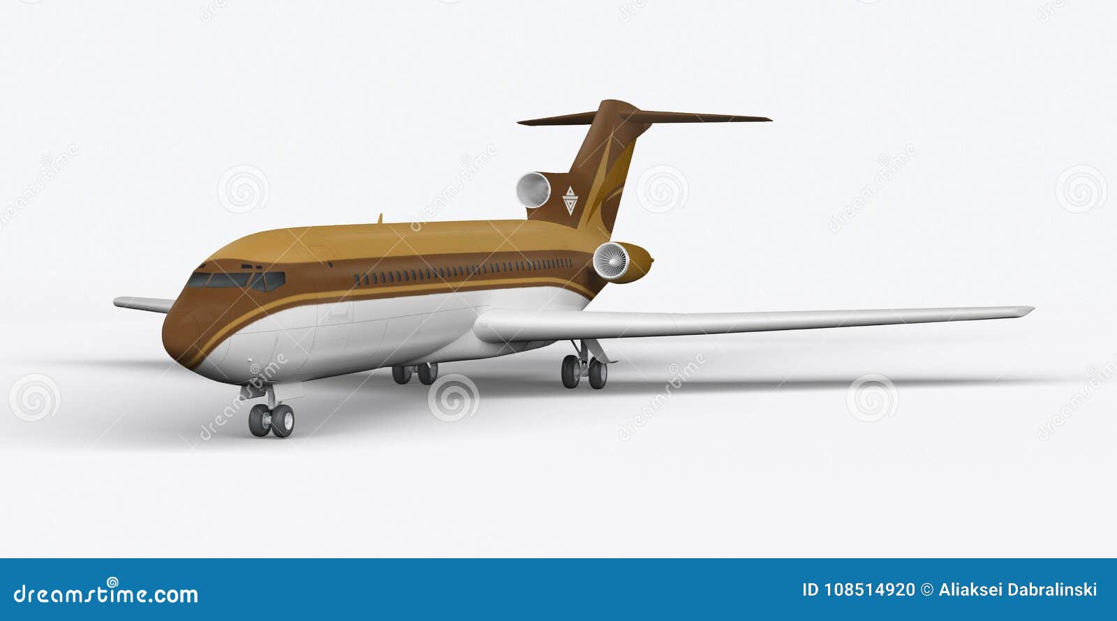 Passenger Plane BOEING 727 3D Render on a White Background Stock ...