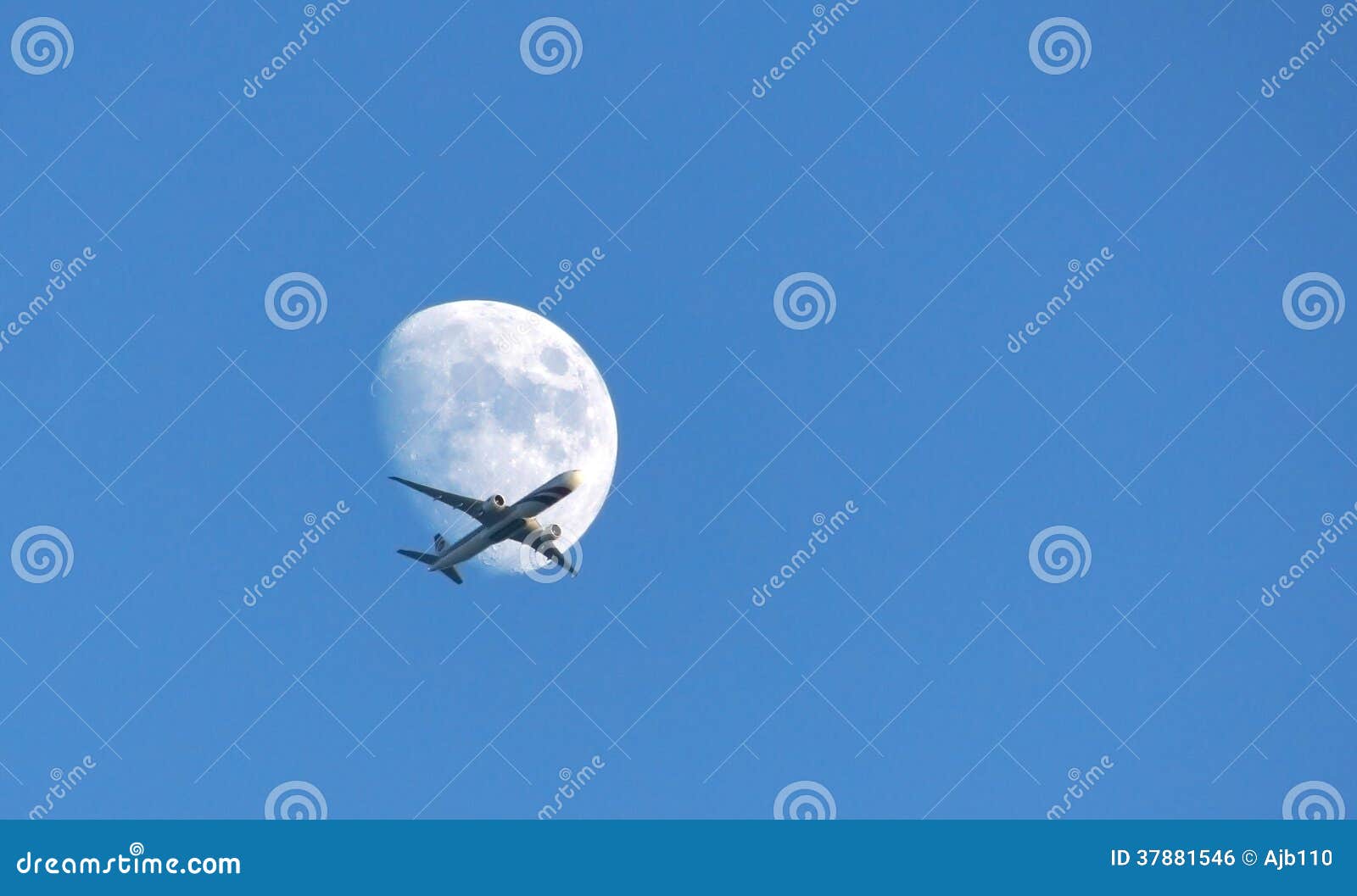Passenger Plane Crossing the Moon Stock Photo - Image of engines ...
