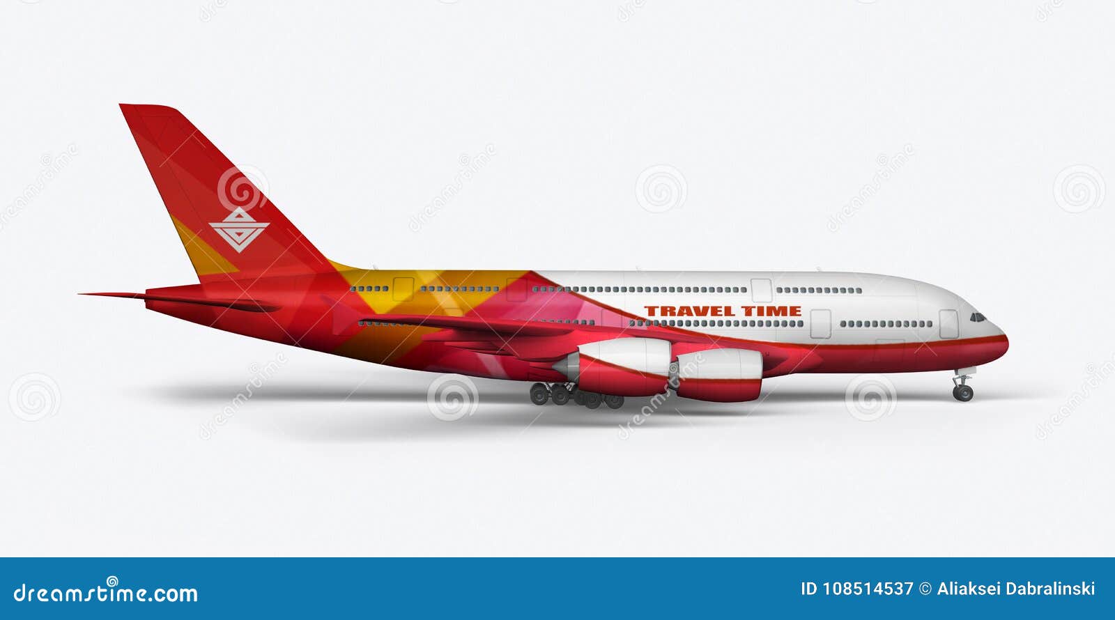 Passenger Plane 3D Render on a White Background Stock Illustration ...
