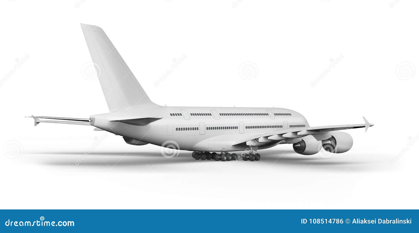 Passenger Plane 3D Render on a White Background Stock Illustration ...