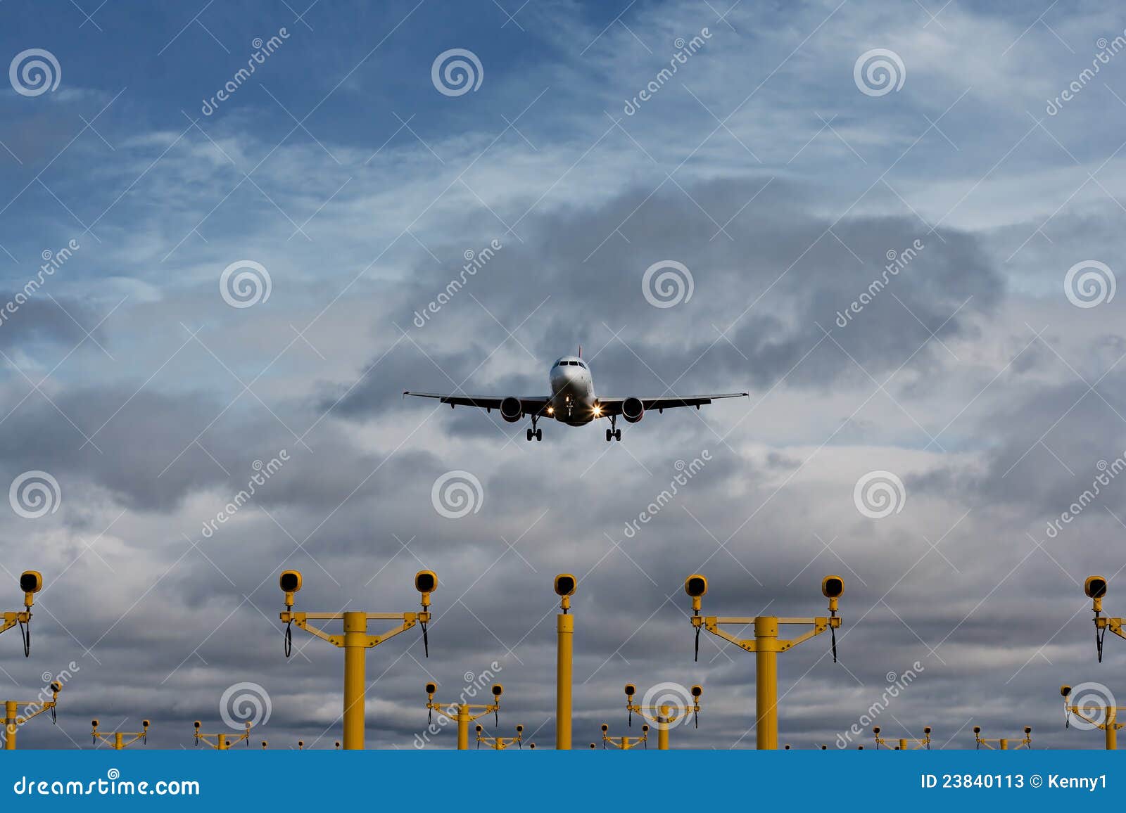 Passenger Plane on Final Approach Stock Image - Image of flaps ...