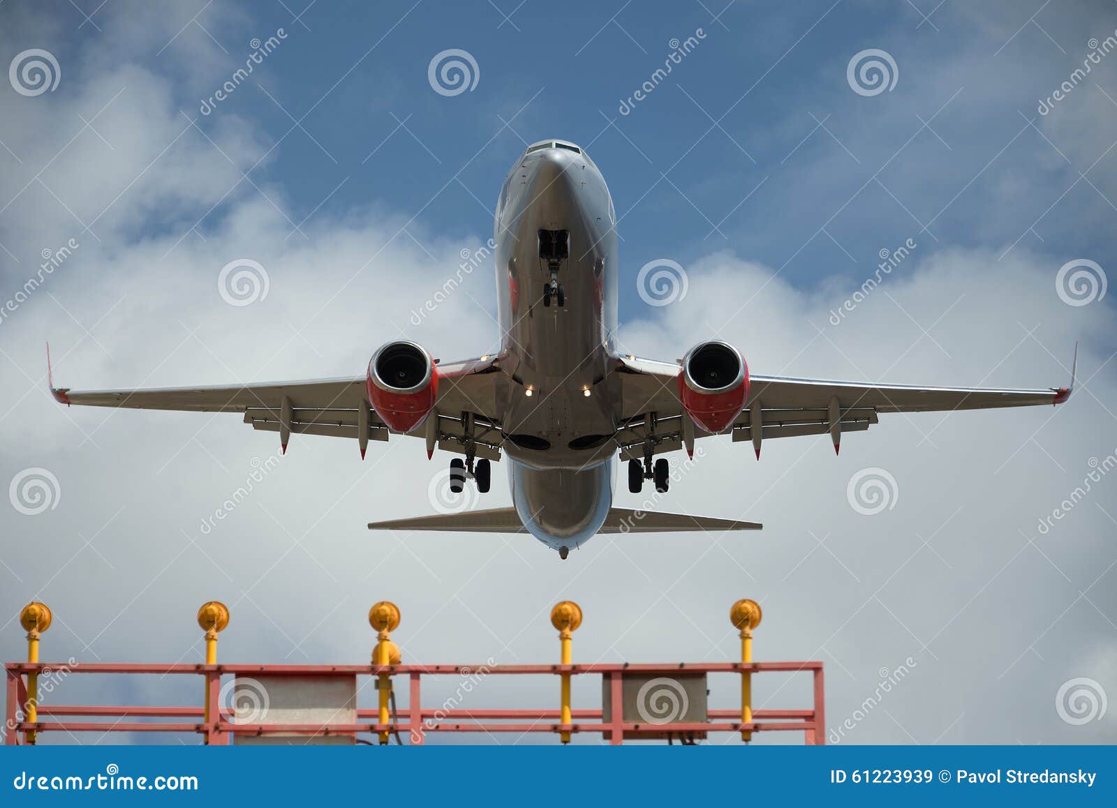 Passenger Plane on Final Approach Stock Image - Image of lights ...
