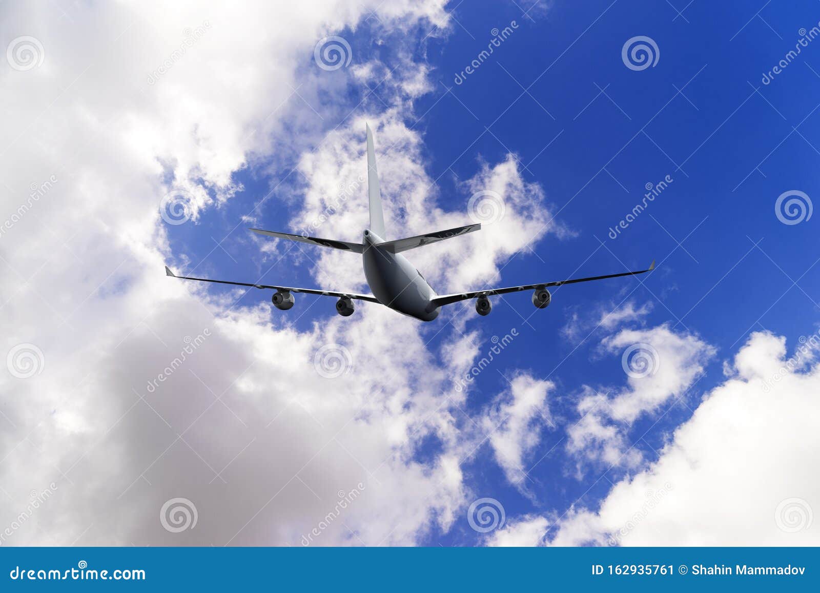 Passenger Plane in Flight. Aircraft Fly High in the Blue Sky Over the ...