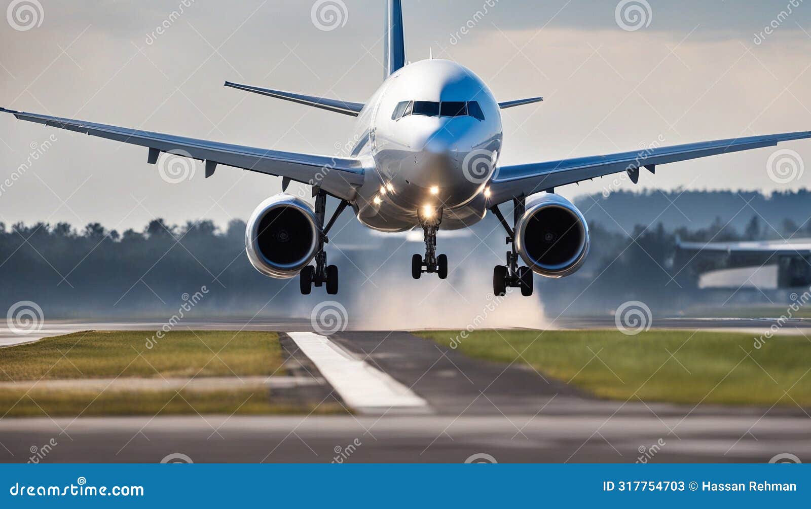 Passenger Plane Fly Up Over Take-off Runway, Concept Stock Illustration ...