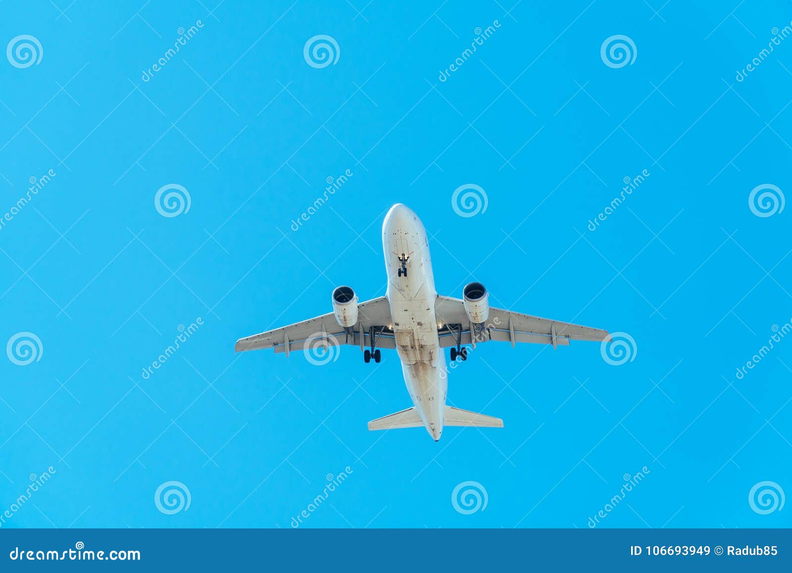 Passenger Plane Flying on Blue Sky Stock Image - Image of wings ...
