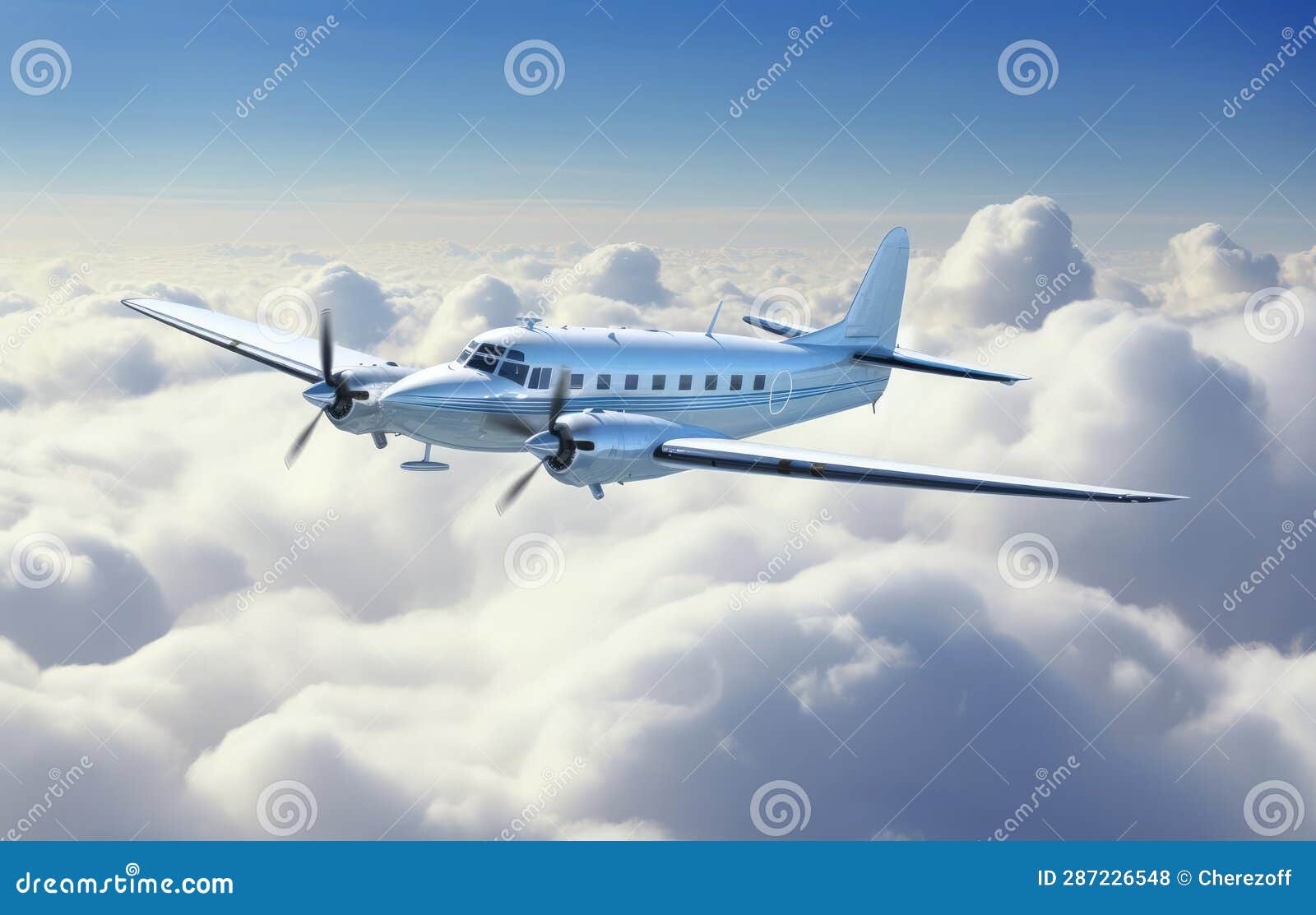 Passenger Plane Flying in the Clouds Stock Photo - Image of background ...