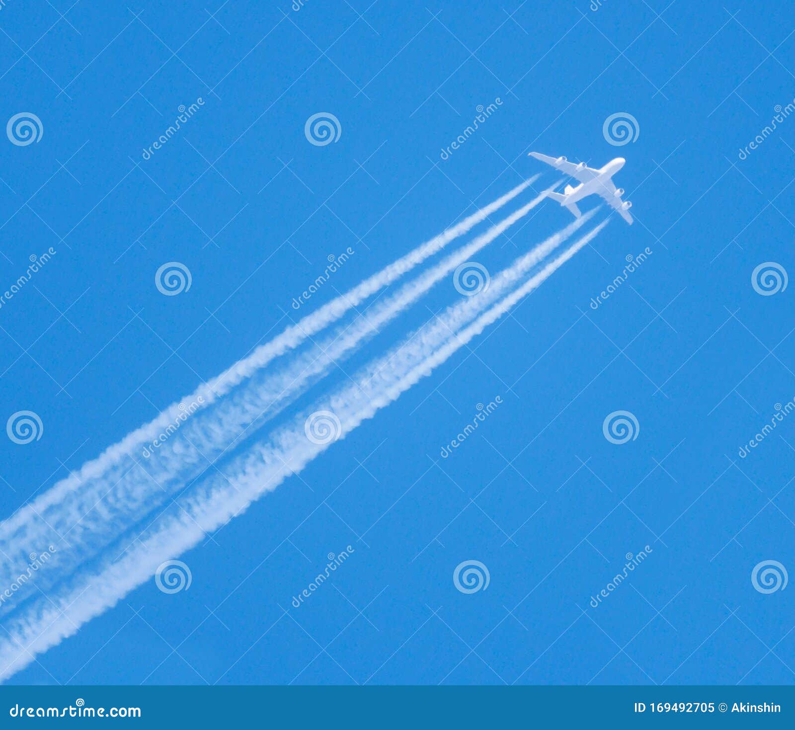 Passenger Plane Flying High in the Blue Sky Stock Image - Image of ...