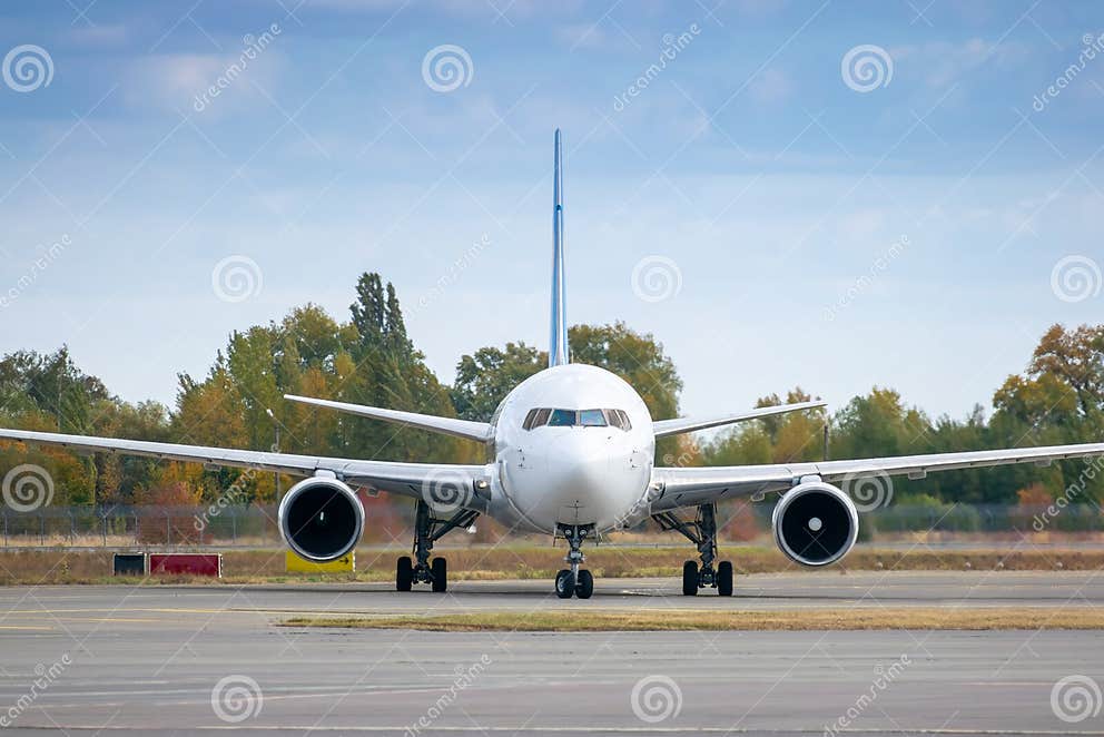Passenger plane front stock image. Image of airport - 166990939