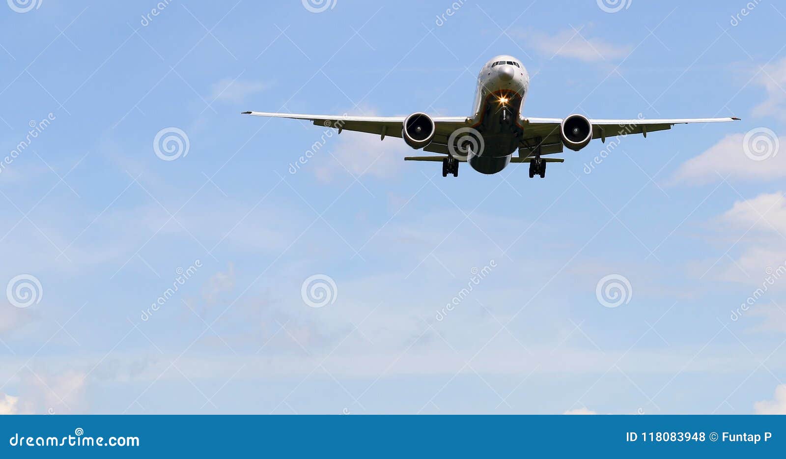 The Passenger Plane is Landing. Front View Stock Footage - Video of ...