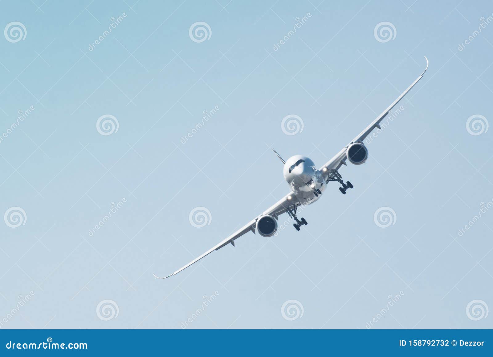 Passenger Plane with Landing Gear Released Makes a Sharp Turn in the ...