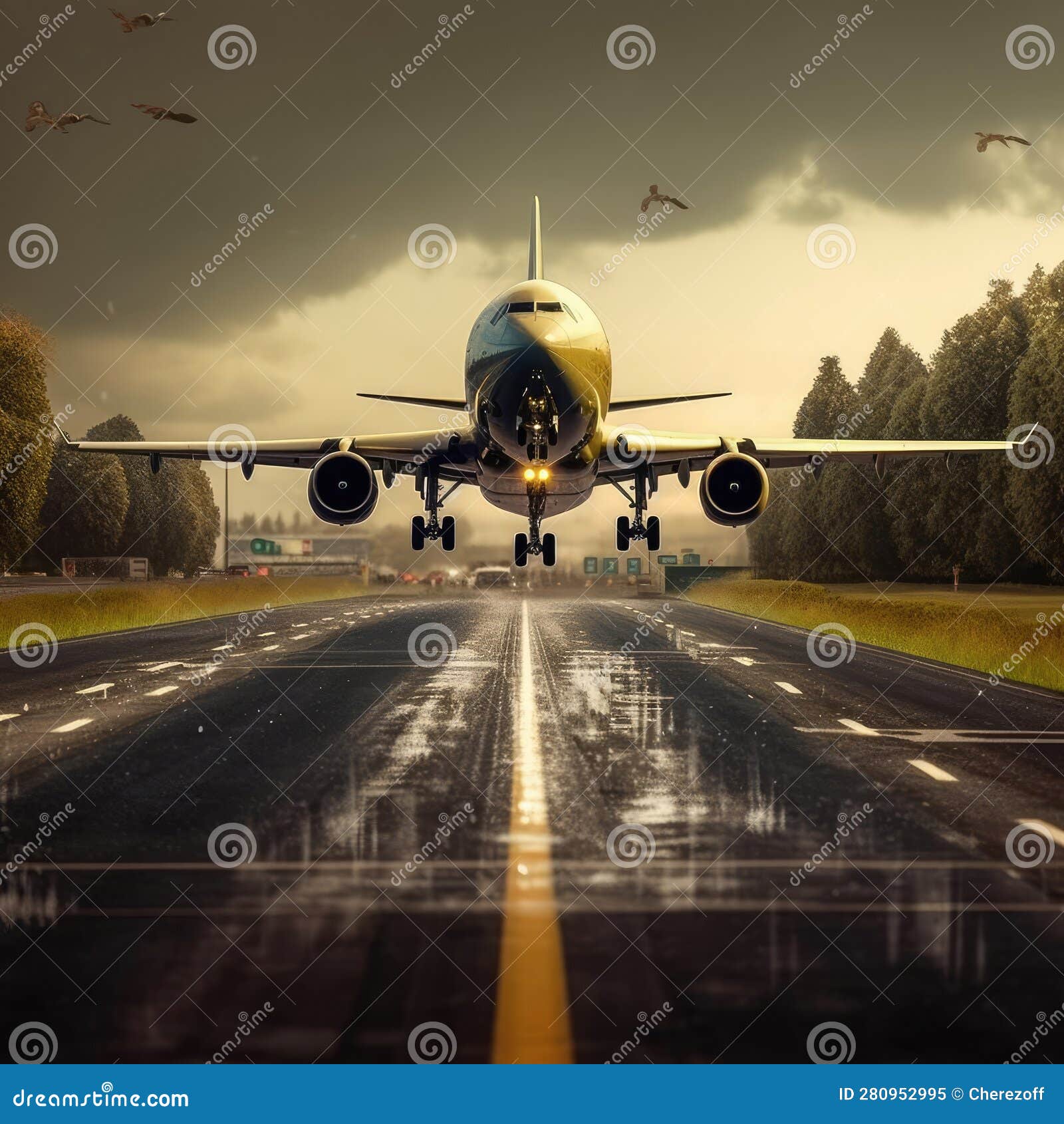 A Passenger Plane Lands on the Runway Stock Image - Image of ...