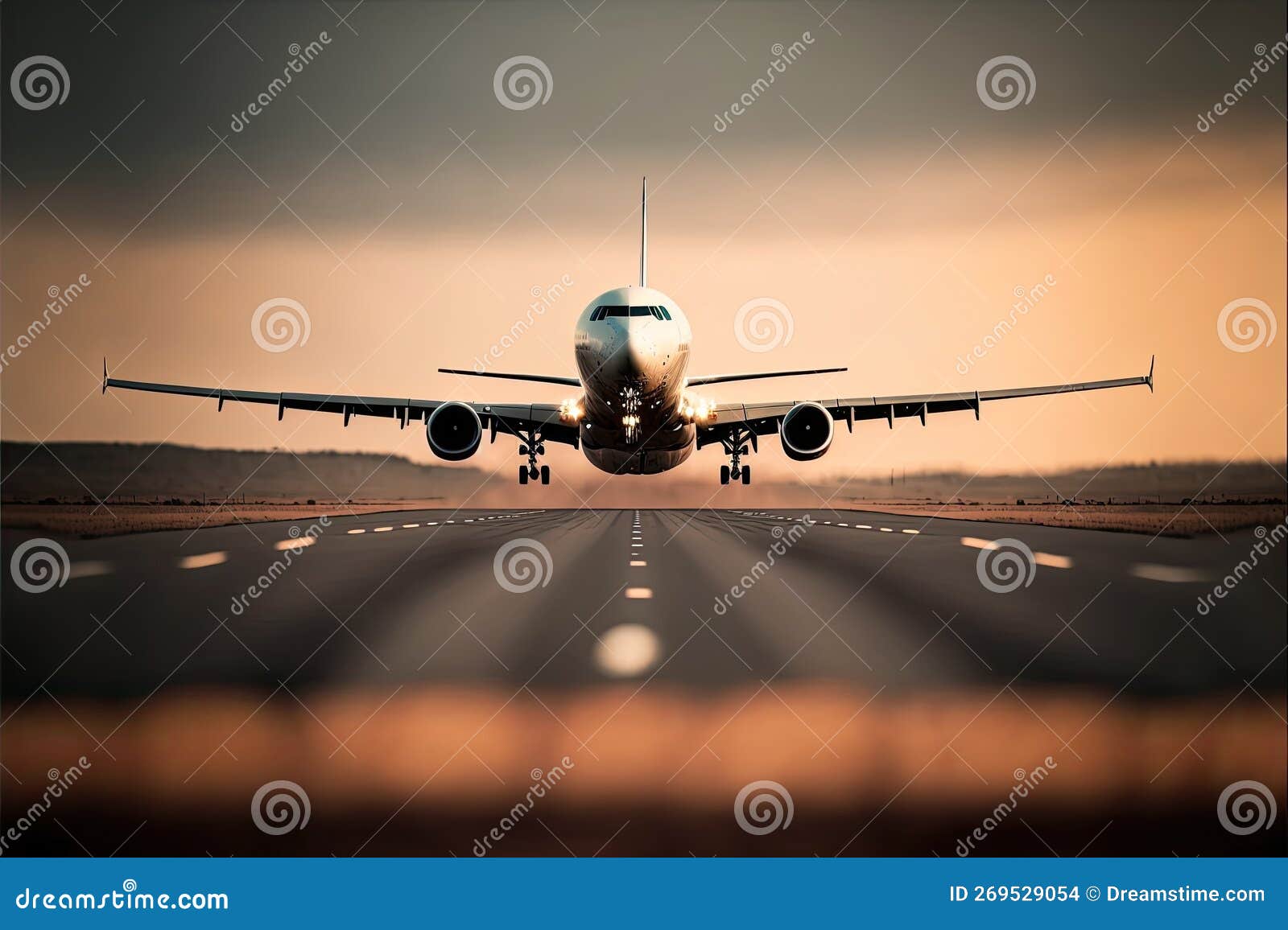 Passenger Plane Leaving the Runway , Generative AI Stock Photo - Image ...