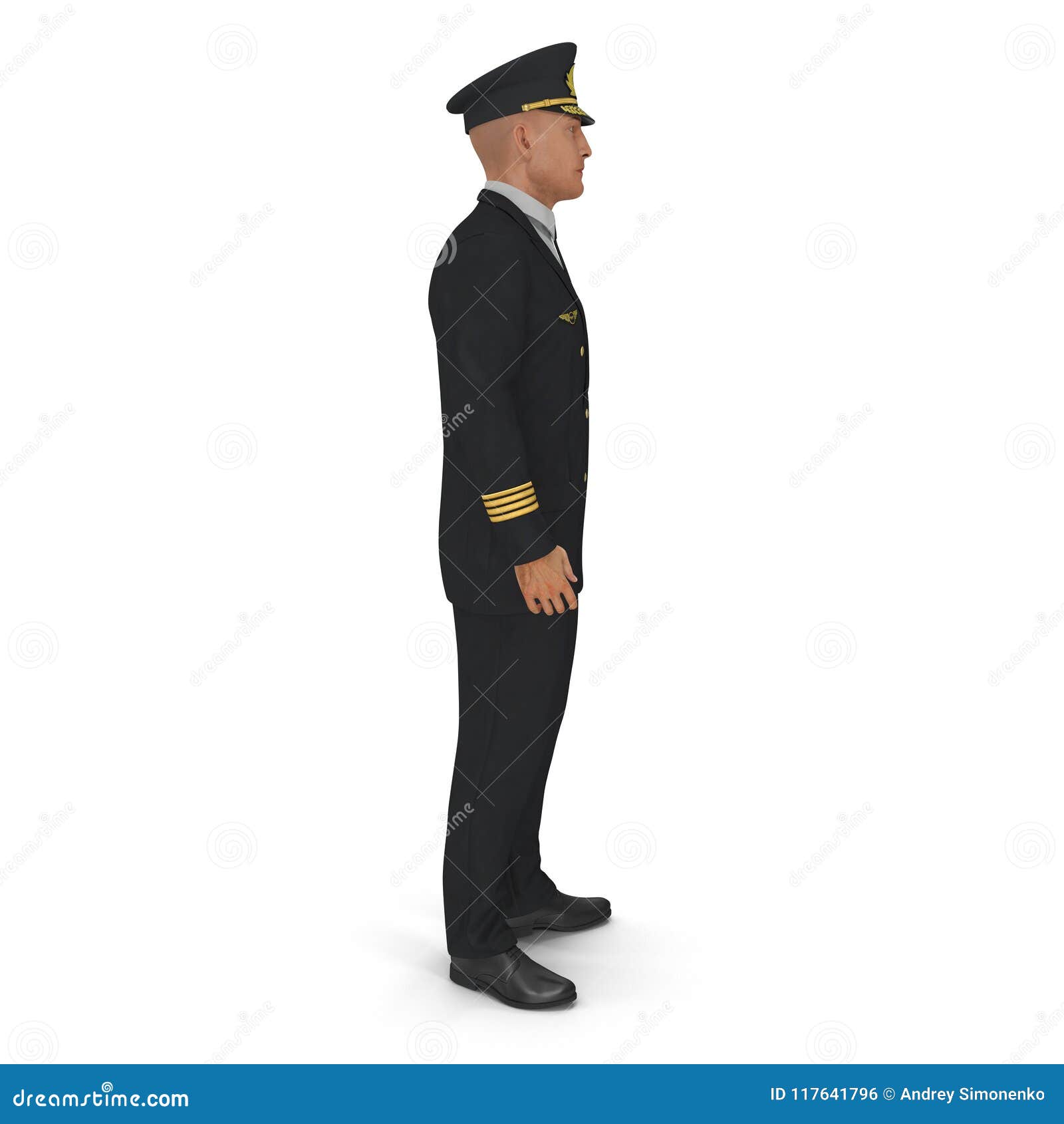 Passenger Plane Pilot on White. Side View. 3D Illustration Stock ...