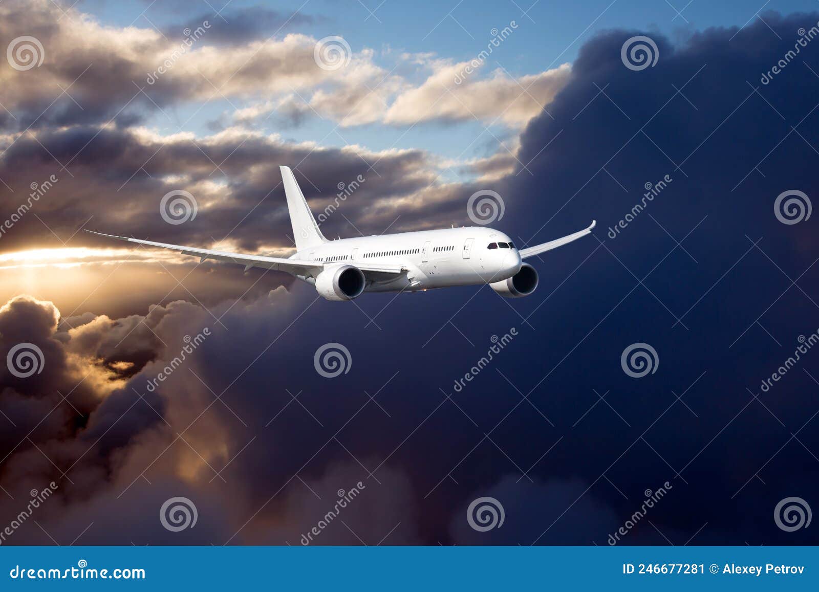 Passenger Plane Flying High Above the Storm Clouds Stock Image - Image ...