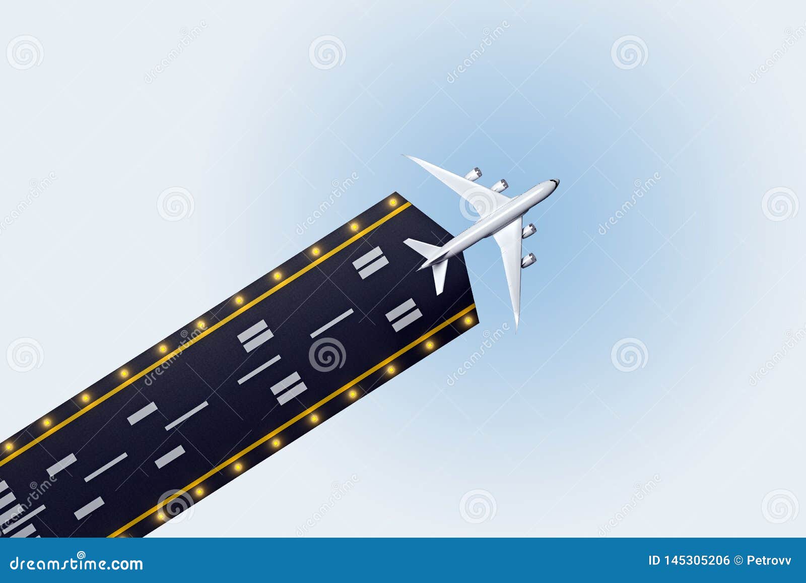 Passenger Plane Takes Off Top View Stock Illustration - Illustration of ...