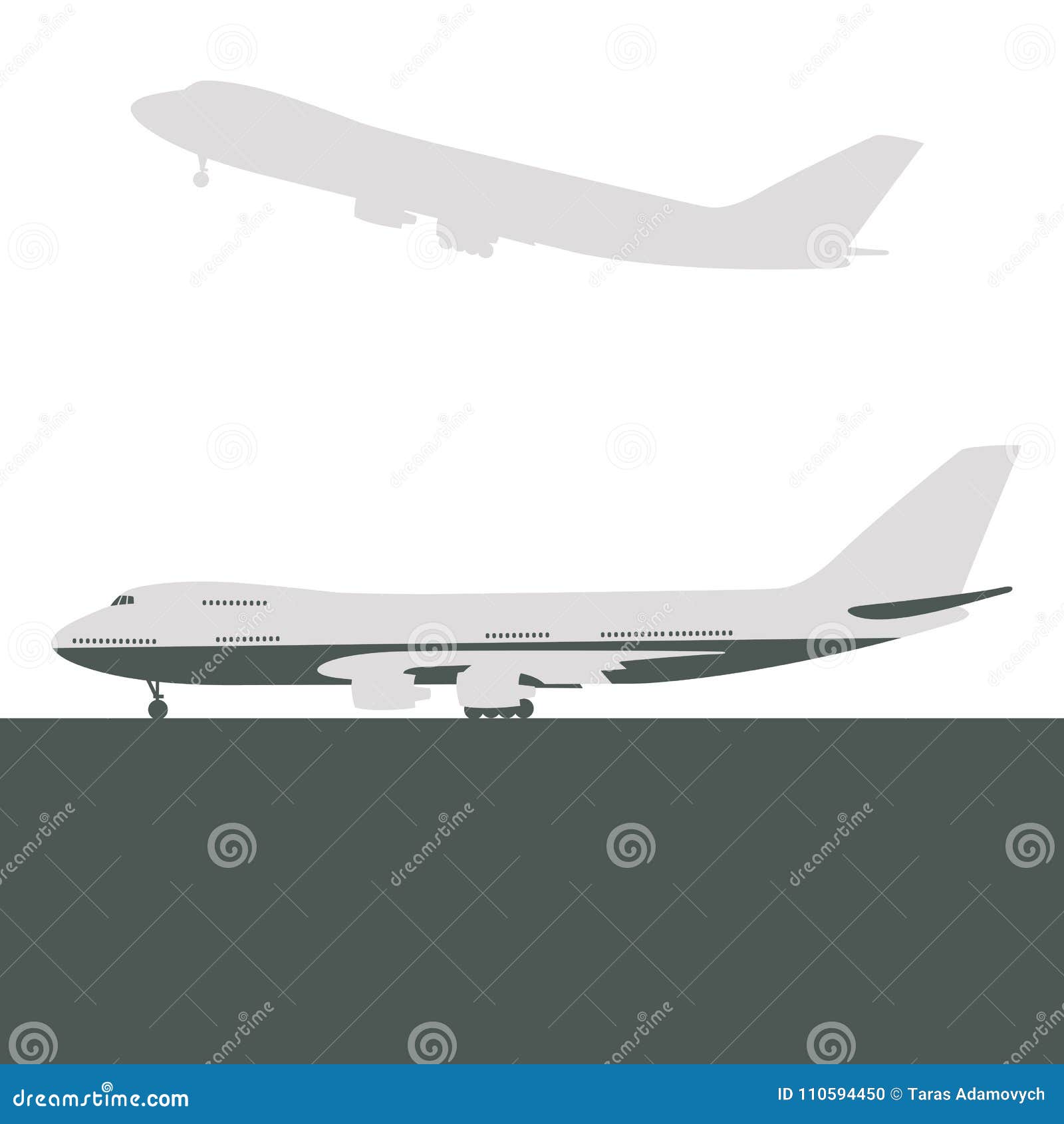 Passenger Plane Vector Illustration Flat Style Profile Stock Vector ...