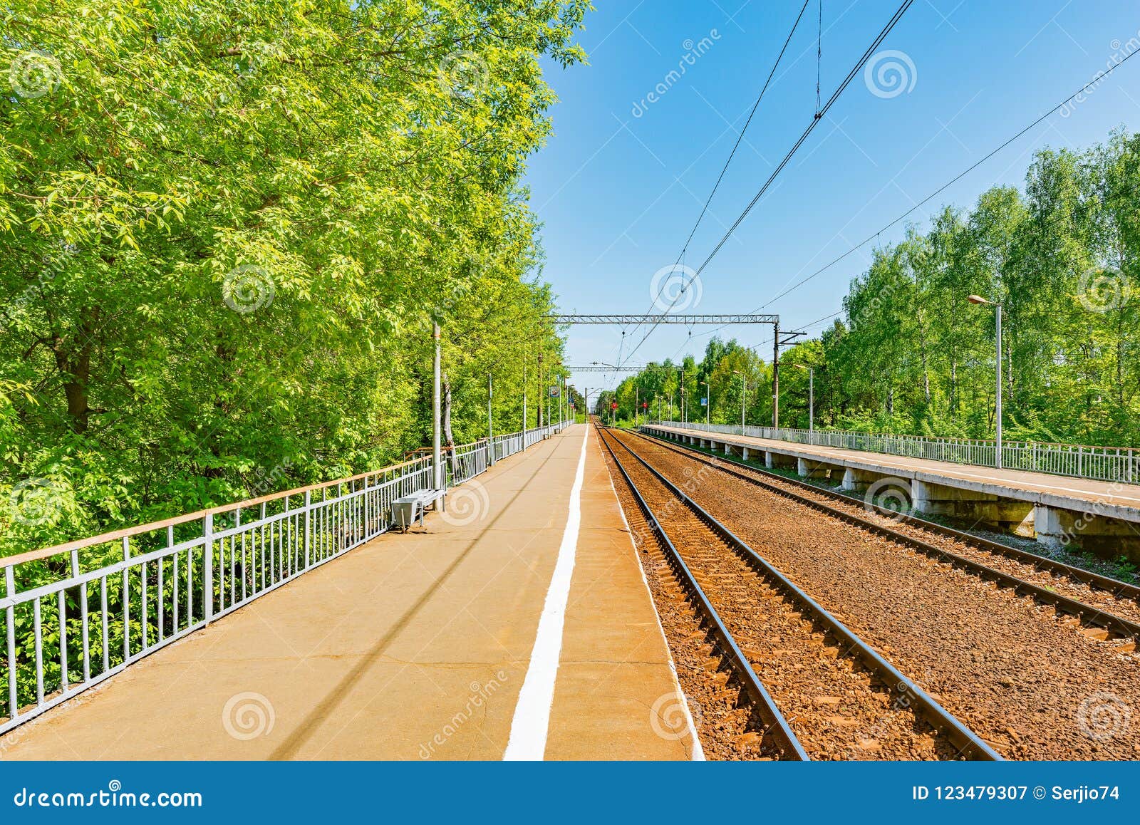 Small railway station. stock image. Image of straight - 123479307