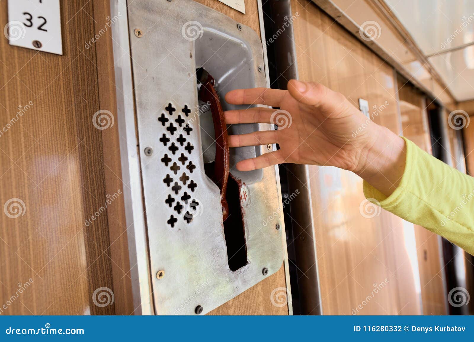 Passenger Pulling Stop-cock Stock Photo - Image of inside, caution ...
