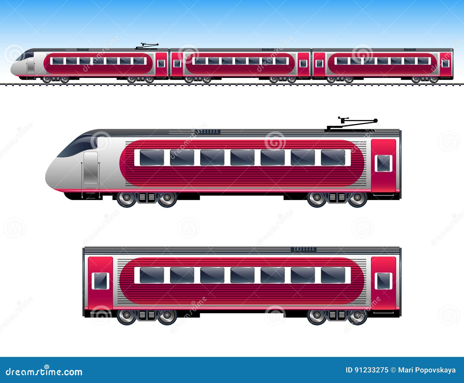 Passenger red train stock vector. Illustration of green - 91233275