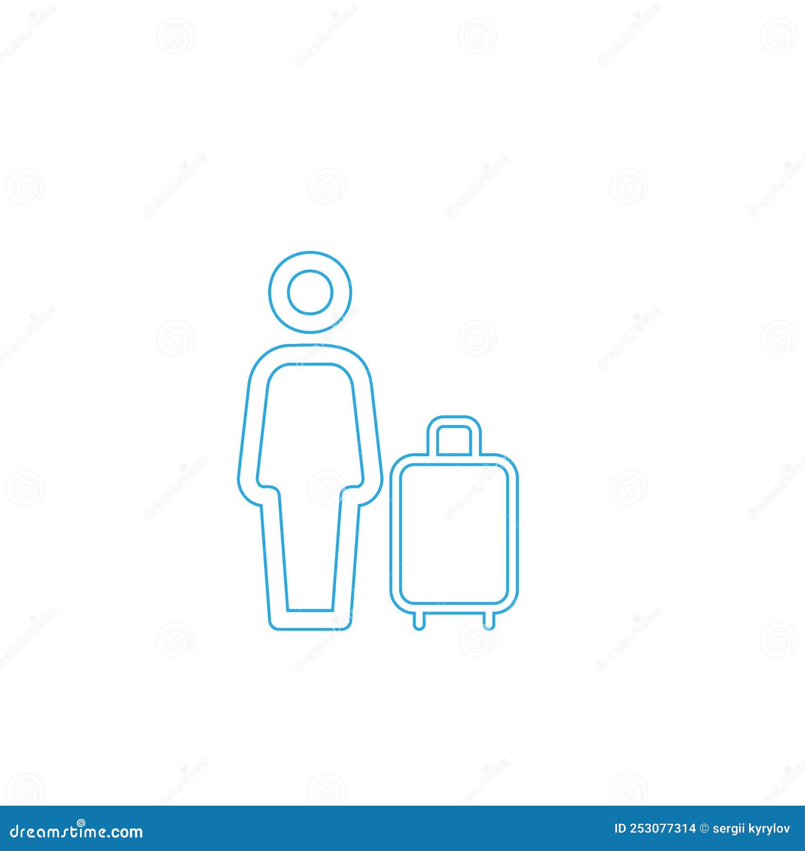 Passenger with Rolling Bag Line Icon. Vector Isolated Minimal Outline ...
