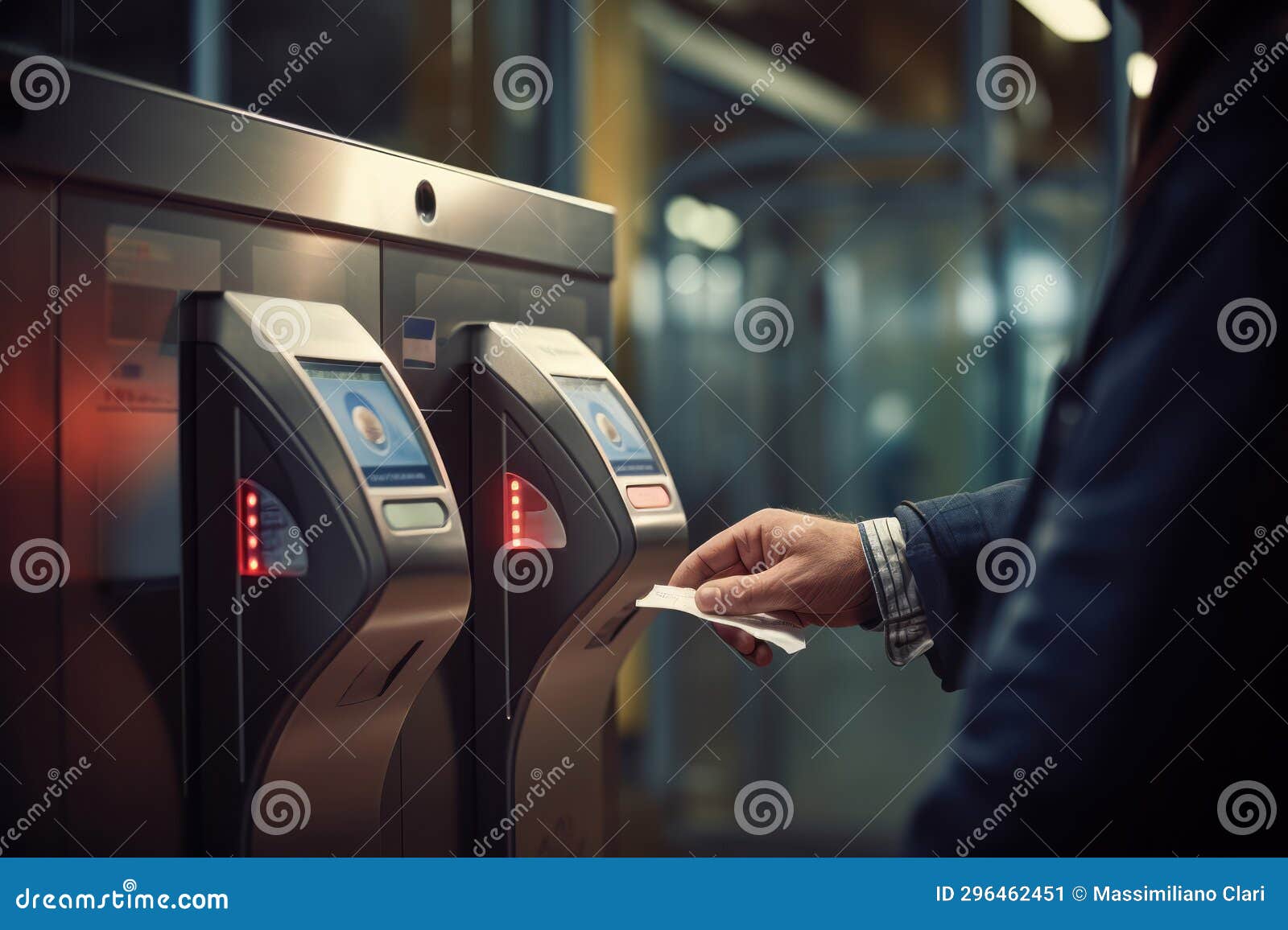 A Passenger Scanning Their Electronic Train Ticket at a Station Gate ...