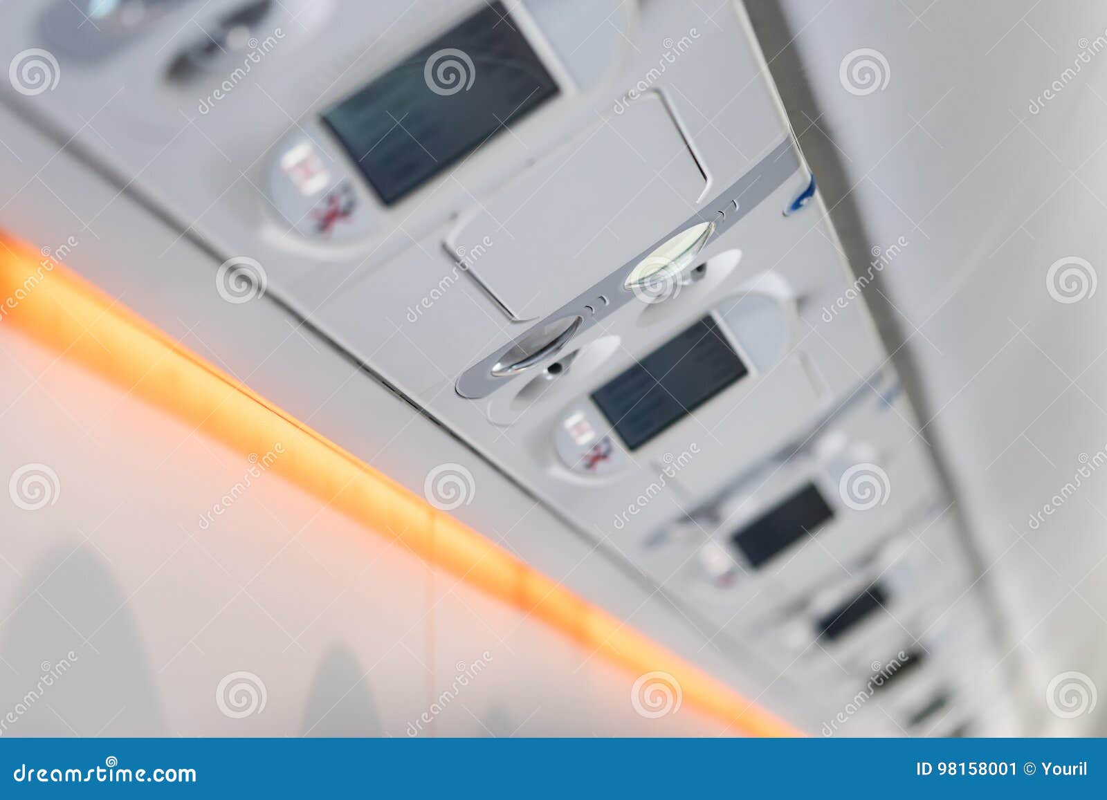 Passenger Service Unit in New Modern Aircraft Stock Image - Image of ...