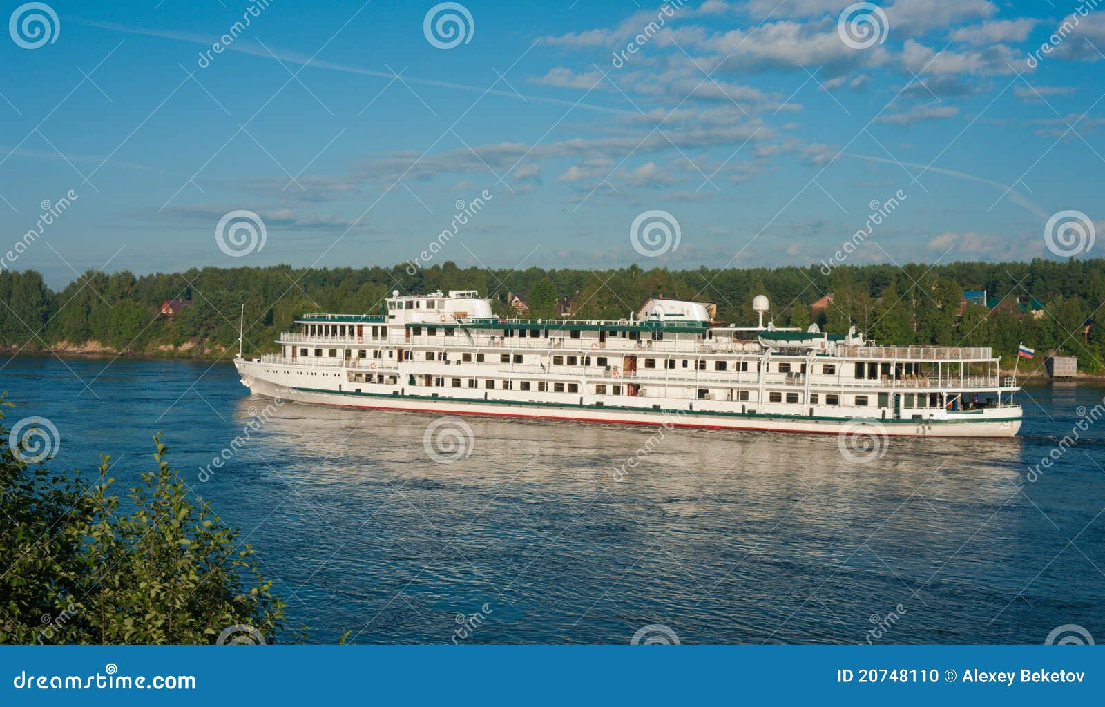 Passenger Ship Going Down the River Stock Photo - Image of blue, shore ...